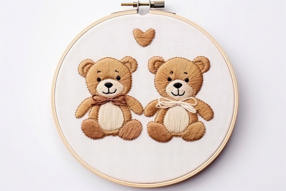 Teddy bears embroidery pattern stitch. | Free Photo - rawpixel