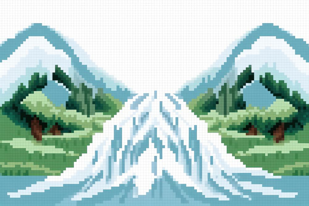 Cross stitch waterfall landscape vegetation | Free Photo Illustration ...