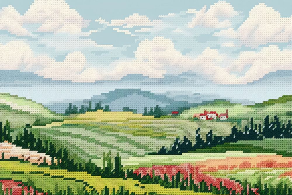 Cross stitch countryside landscape agriculture | Free Photo ...