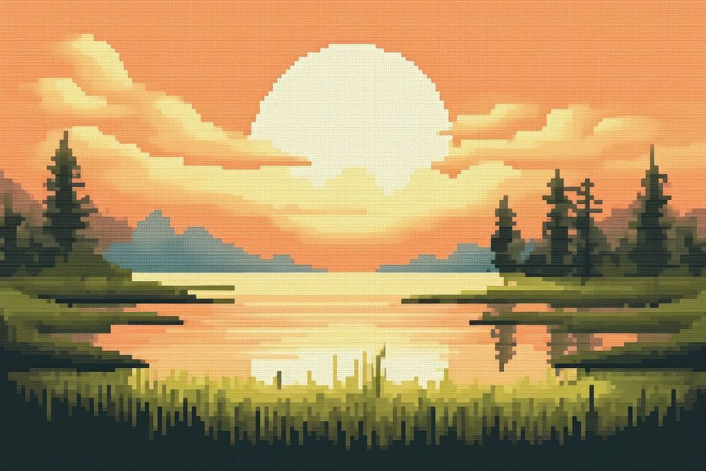 Cross stitch Swamp landscape vegetation | Free Photo Illustration ...