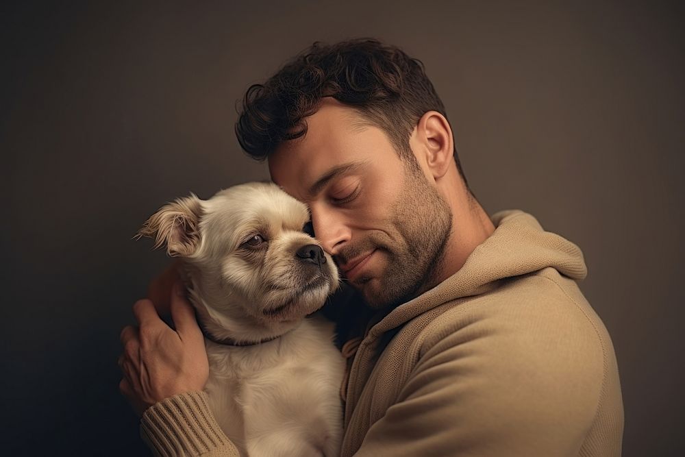 Man hugging dog person photo | Free Photo - rawpixel