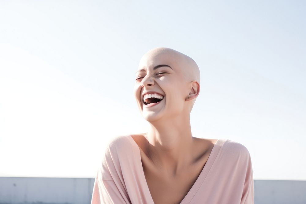 Bald woman laughing person female | Premium Photo - rawpixel