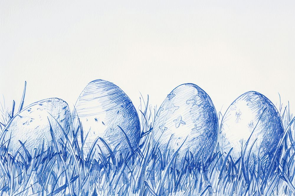 Vintage drawing Easter eggs grass | Free Photo Illustration - rawpixel
