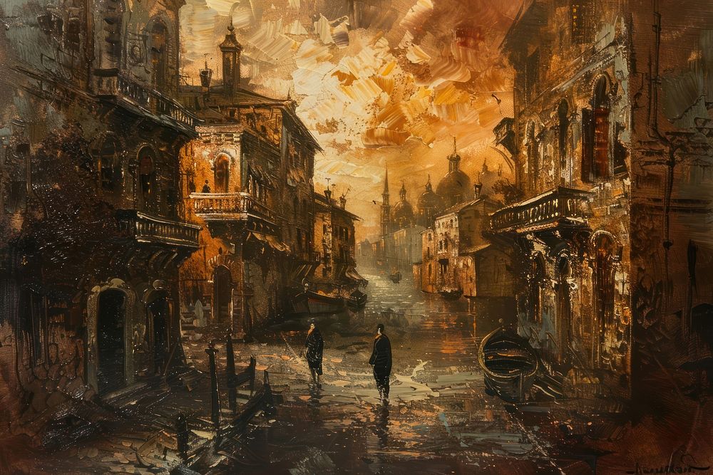 Buildings painting art architecture. | Premium Photo Illustration ...