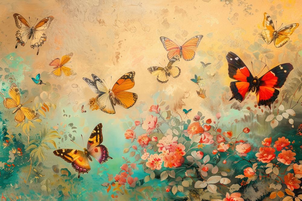 Butterflies painting art butterfly. | Premium Photo Illustration - rawpixel