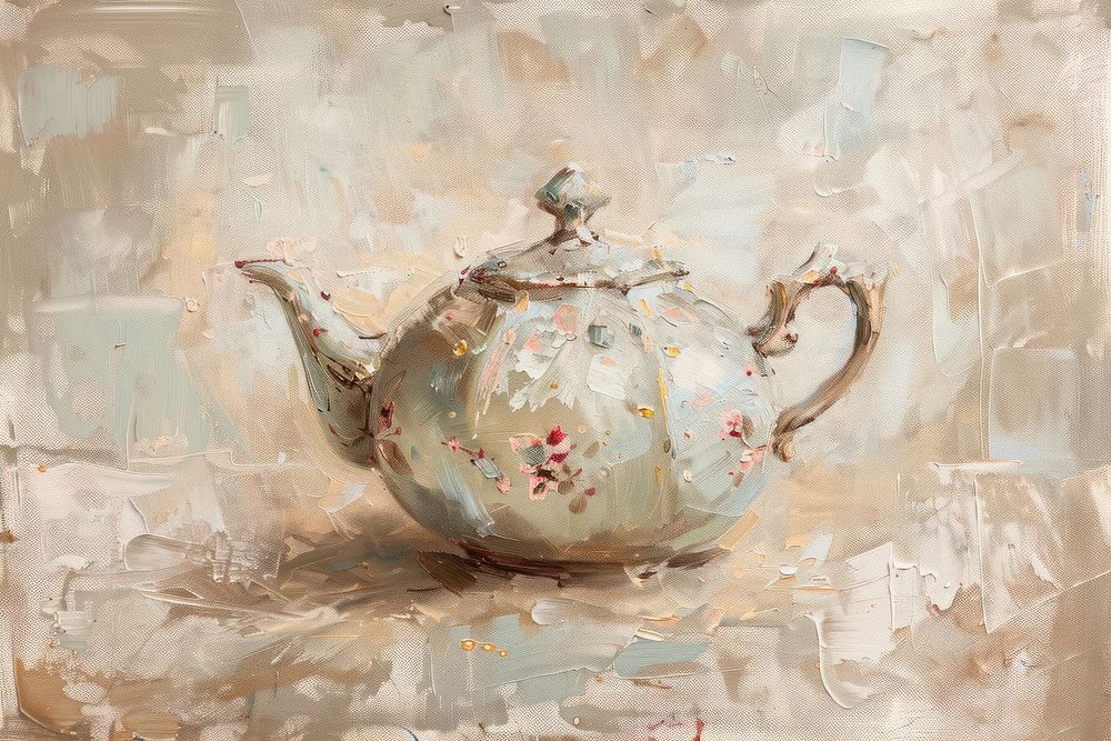 Close pale teapot painting cookware | Free Photo Illustration - rawpixel