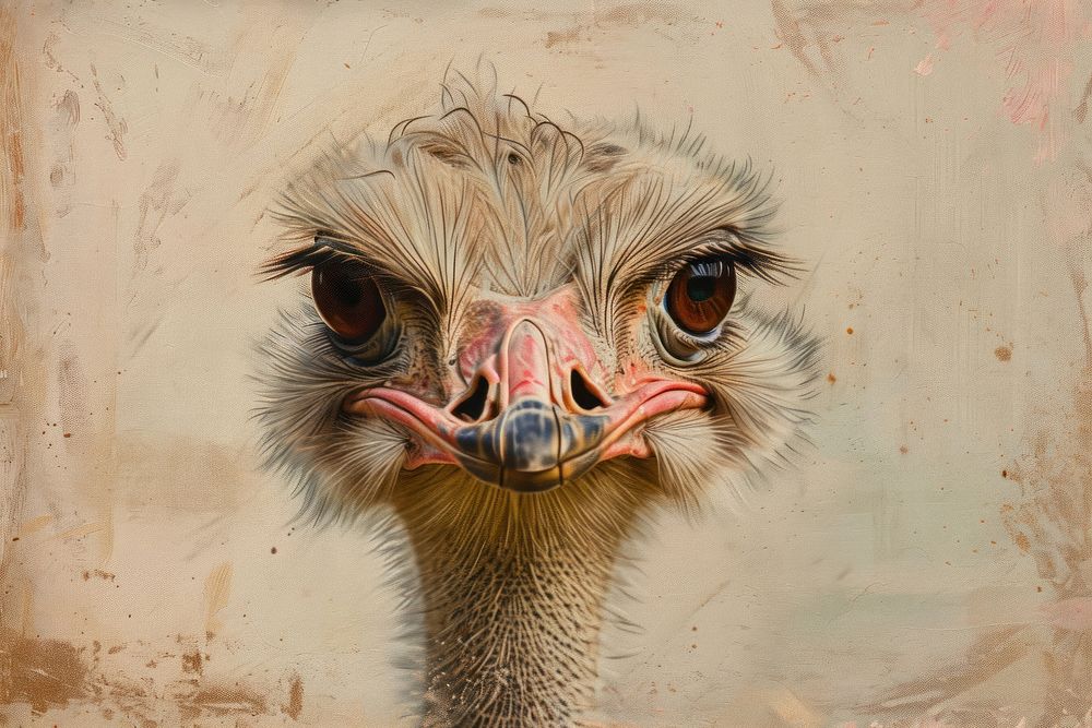 Close pale ostrich painting animal | Premium Photo Illustration - rawpixel