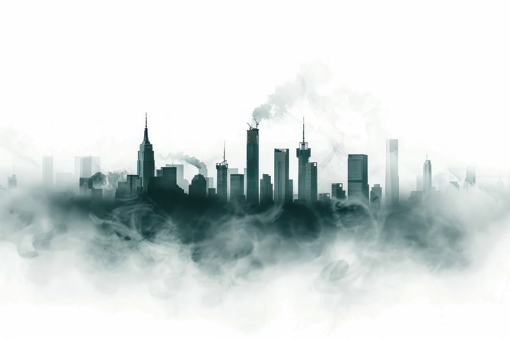 Smoggy city skyline architecture pollution | Premium Photo Illustration ...