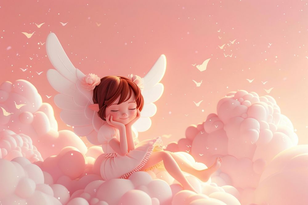 Cute angel background cartoon creativity | Premium Photo Illustration ...