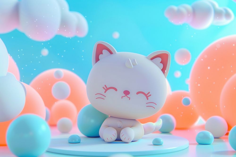 Cute cat background cartoon representation | Free Photo Illustration ...