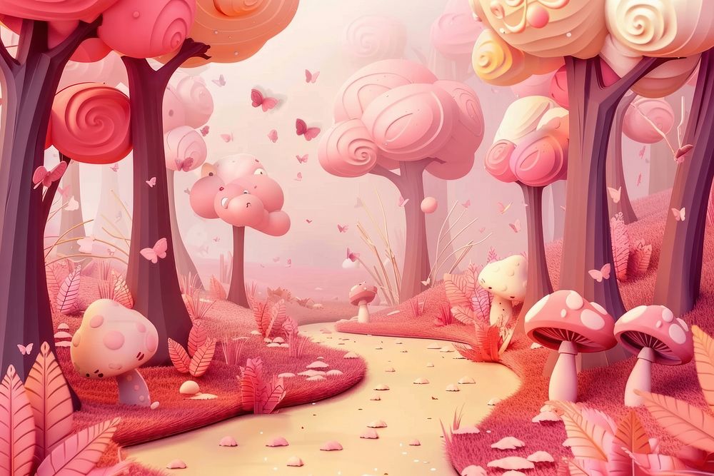 Cute forest background cartoon creativity | Free Photo Illustration ...