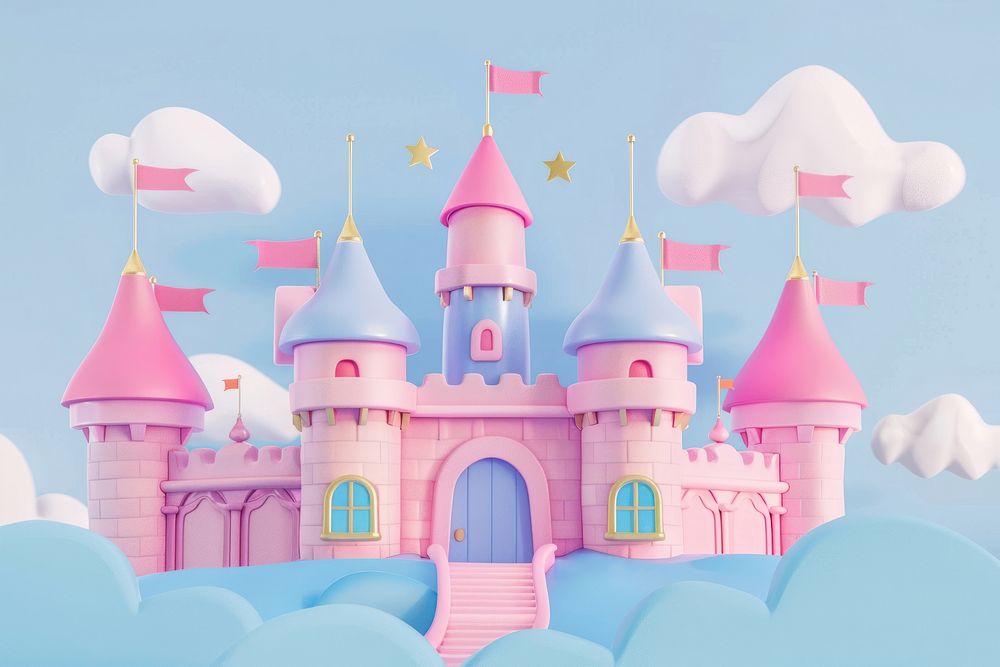Cute princess castle background architecture | Premium Photo ...