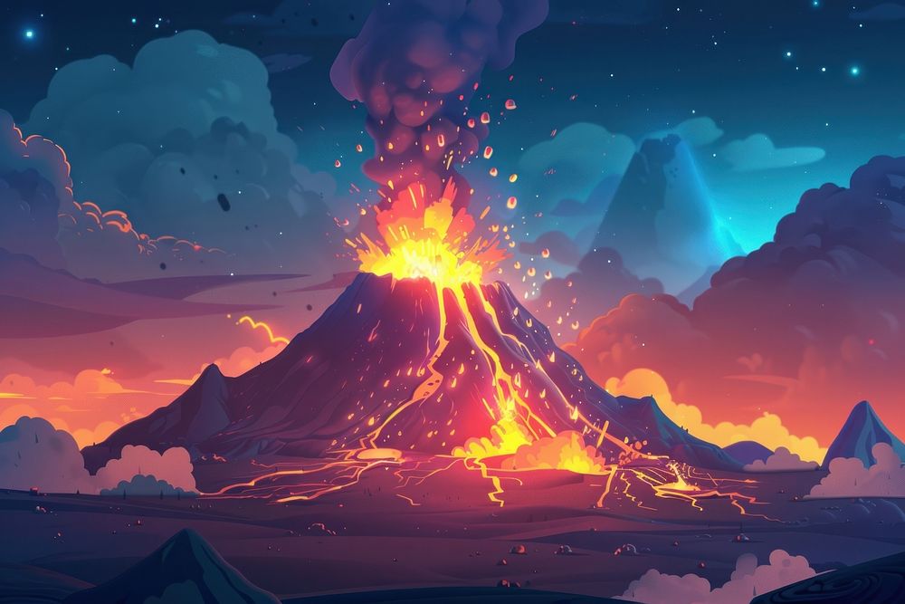 Cute volcanic eruption fantasy background | Premium Photo Illustration ...