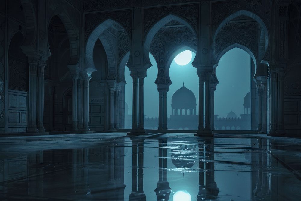 Moonlit Mosque architecture building lighting | Free Photo - rawpixel