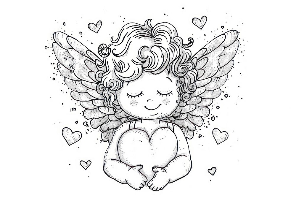 Cherub doodle illustrated wildlife drawing. | Premium Photo ...