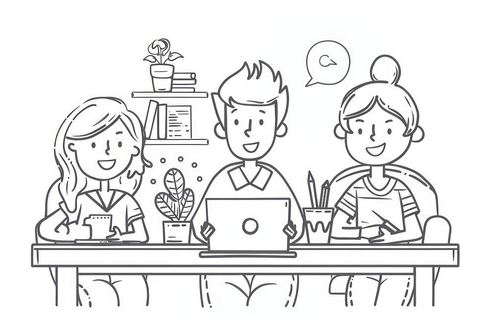 People working together doodle illustrated | Free Photo Illustration ...