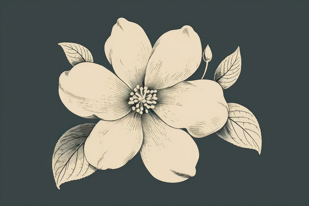 Jasmine flower drawing sketch plant. | Free Photo Illustration - rawpixel