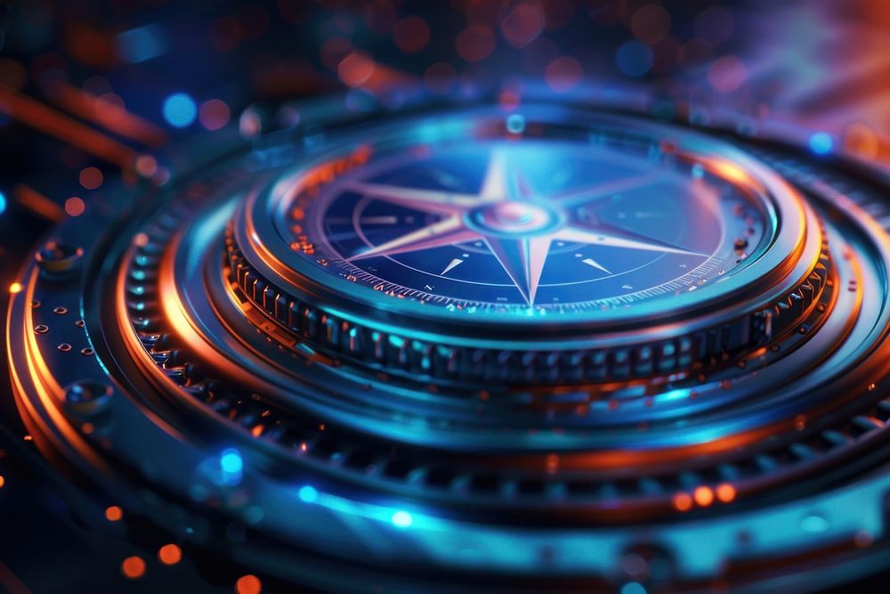 Compass on technology background disk. | Free Photo Illustration - rawpixel