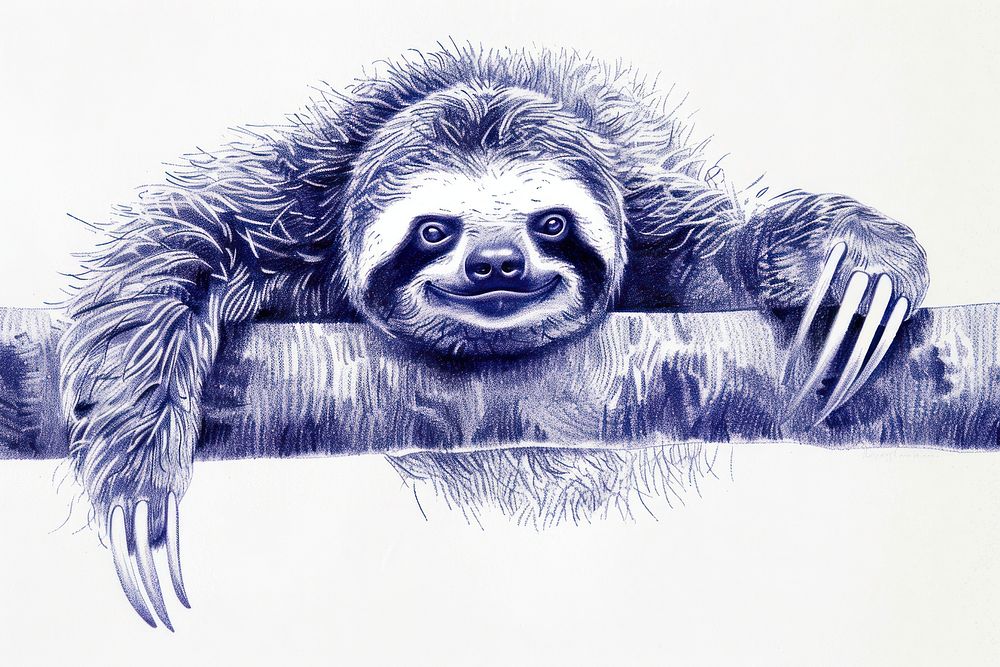 Vintage drawing sloth wildlife animal | Premium Photo Illustration ...
