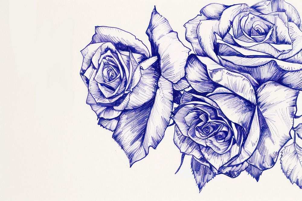 Vintage drawing roses sketch flower | Premium Photo Illustration - rawpixel