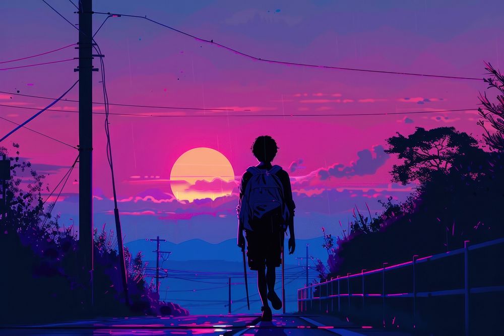 student walking back home sunset | Free Photo Illustration - rawpixel