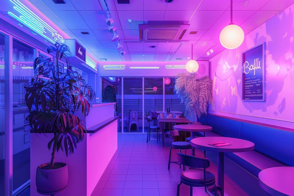 Illustration cafe purple restaurant chair. | Free Photo Illustration ...