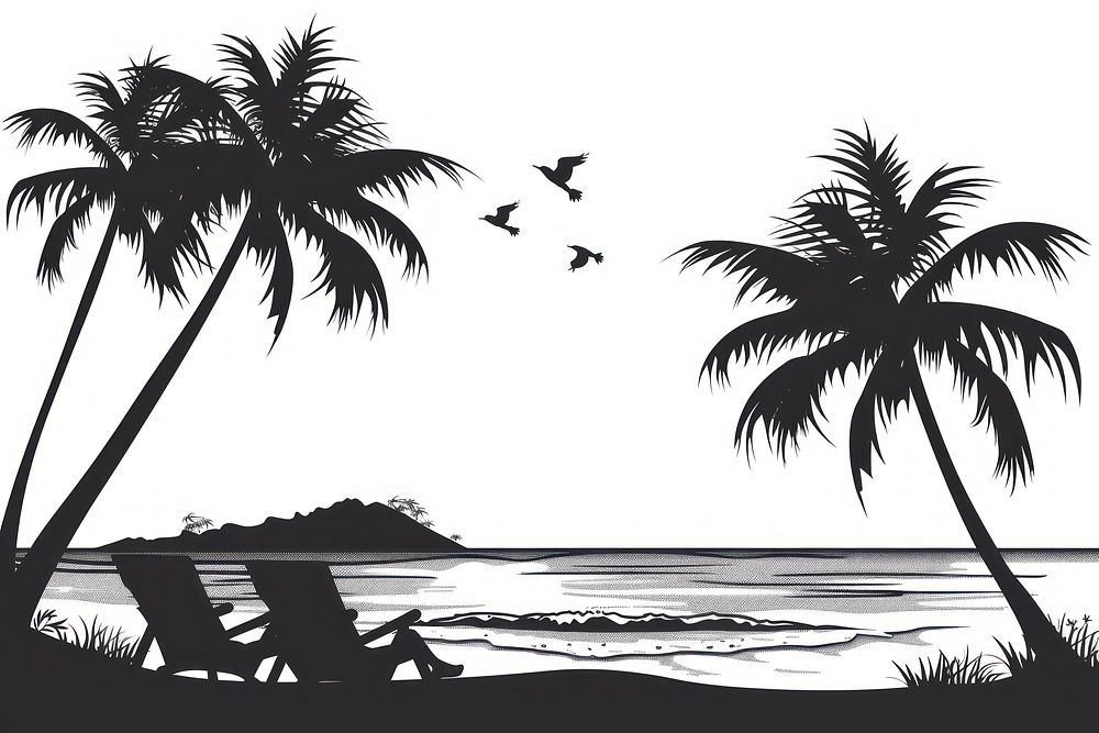 Beach silhouette clip art outdoors | Free Photo Illustration - rawpixel