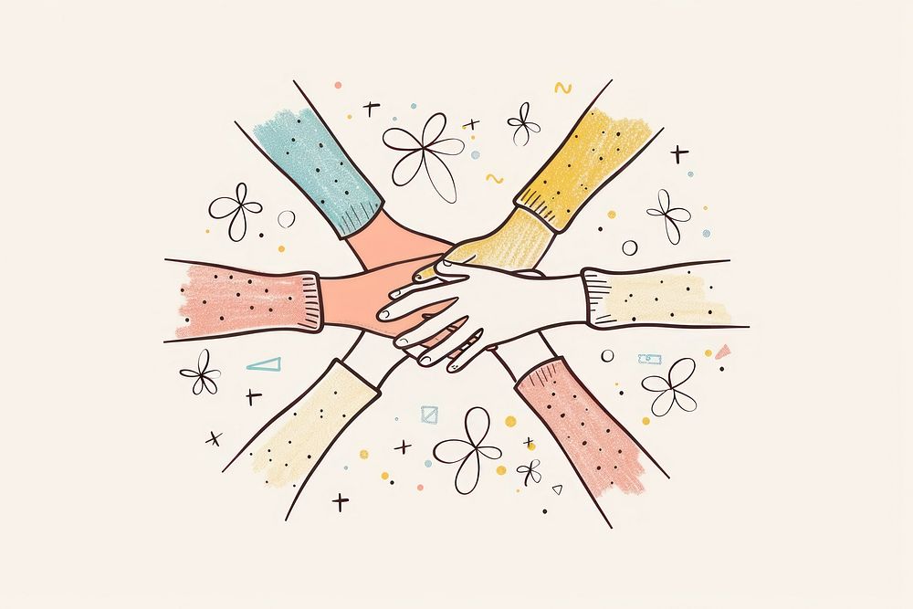 Teamwork hands together sketch drawing | Free Photo Illustration - rawpixel