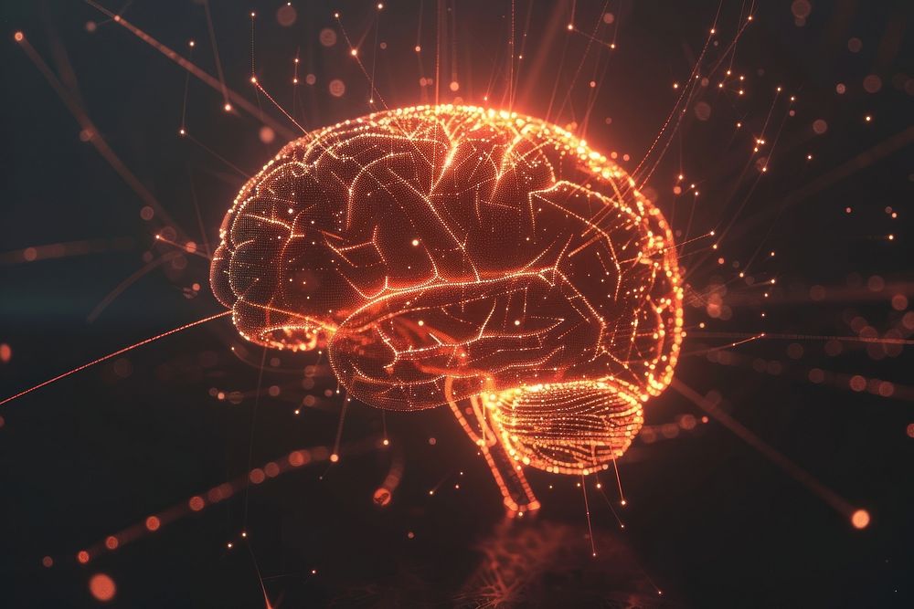 Glowing wireframe brain transportation chandelier | Free Photo - rawpixel