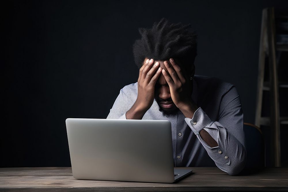 Business black men laptop head | Premium Photo - rawpixel