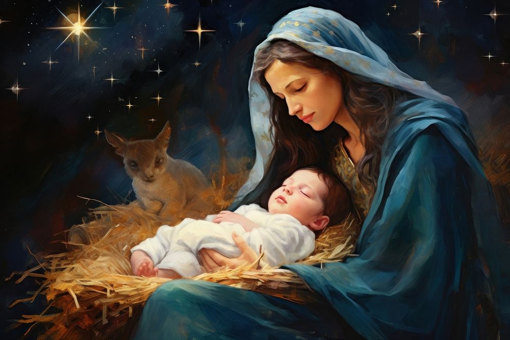 Nativity Christmas photography portrait painting. | Free Photo ...