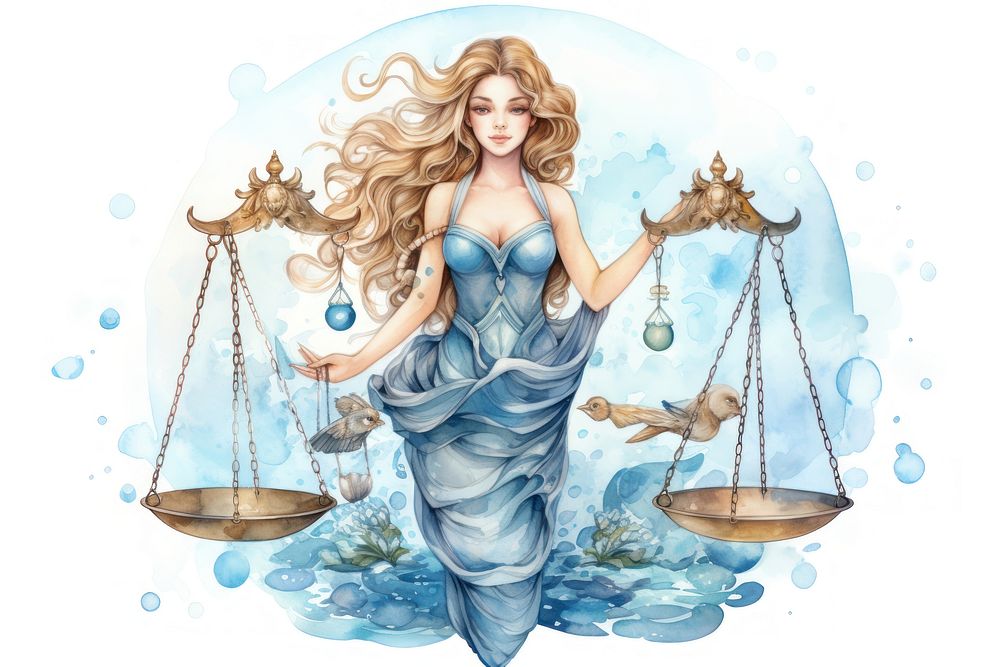 Libra zodiac sign painting female | Free Photo Illustration - rawpixel