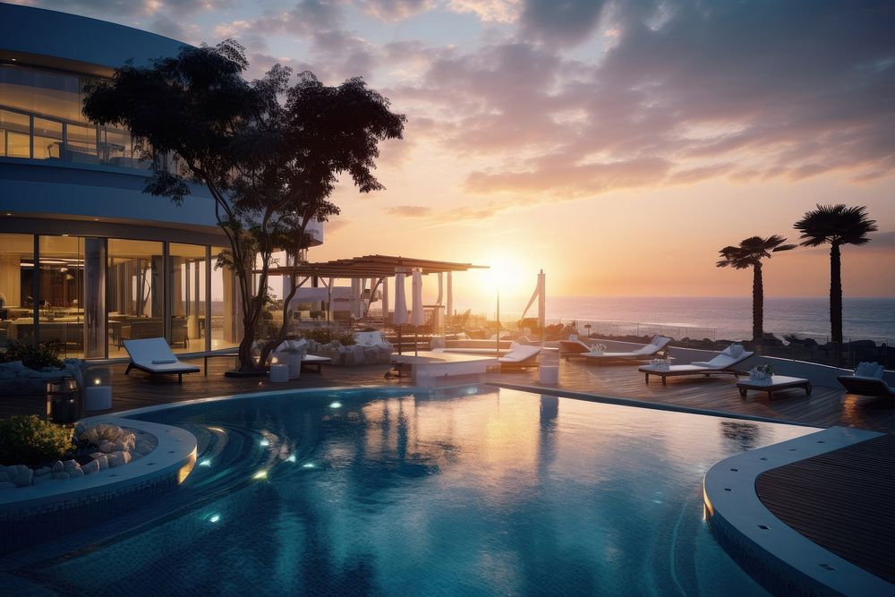 Sea view hotel pool sea. | Free Photo - rawpixel