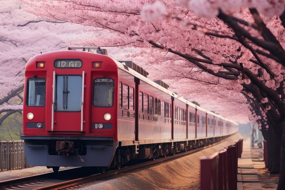 Cherry blossom train spring Korea | Free Photo - rawpixel