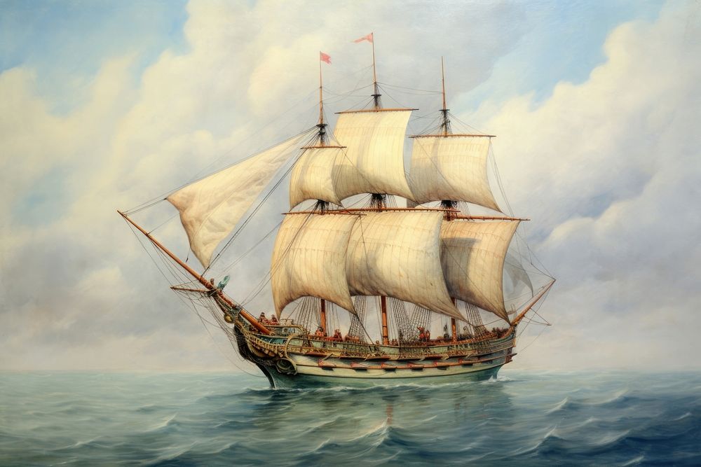 A ship painting art transportation. | Free Photo Illustration - rawpixel