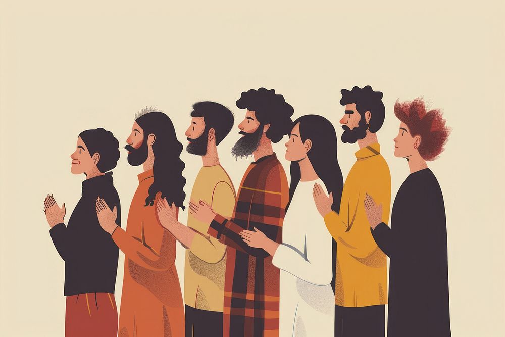 Praying illustrated drawing female. | Premium Photo Illustration - rawpixel