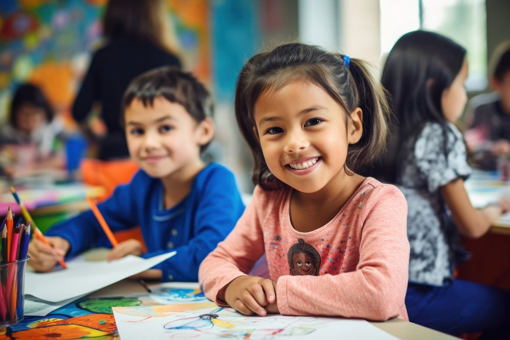 Happy kid drawing pictures student | Free Photo - rawpixel