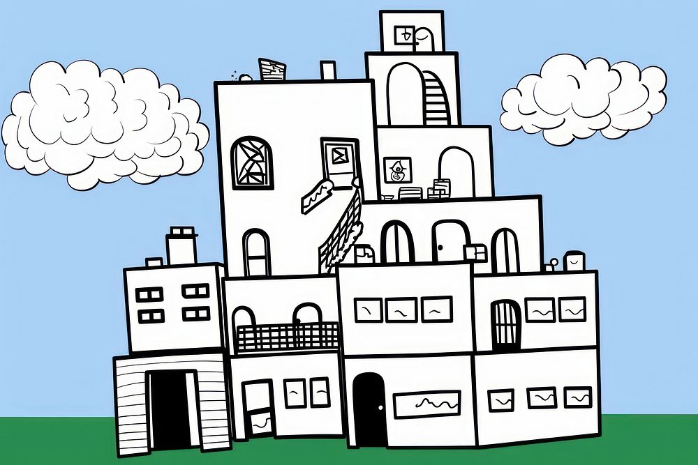 Building drawing architecture cartoon. | Premium Photo Illustration ...