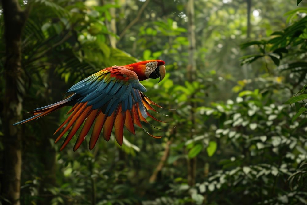 Parrot flying jungle vegetation rainforest. | Free Photo - rawpixel