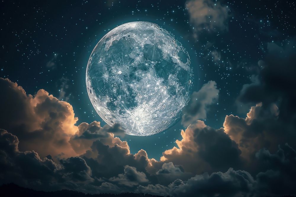 Huge detailed full moon night | Premium Photo - rawpixel
