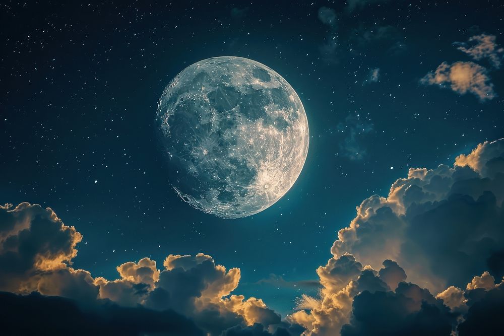 Huge detailed full moon night | Free Photo - rawpixel