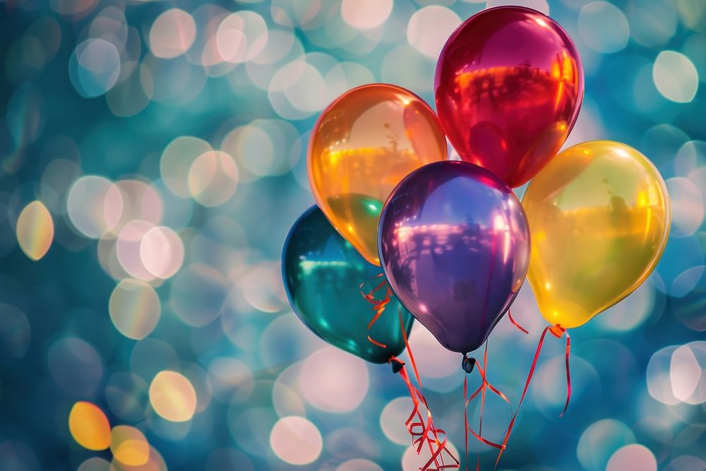 Primary color balloons illuminated celebration | Free Photo - rawpixel