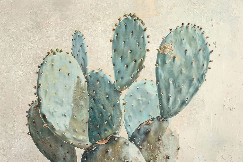 Oil painting close pale cactus | Premium Photo Illustration - rawpixel