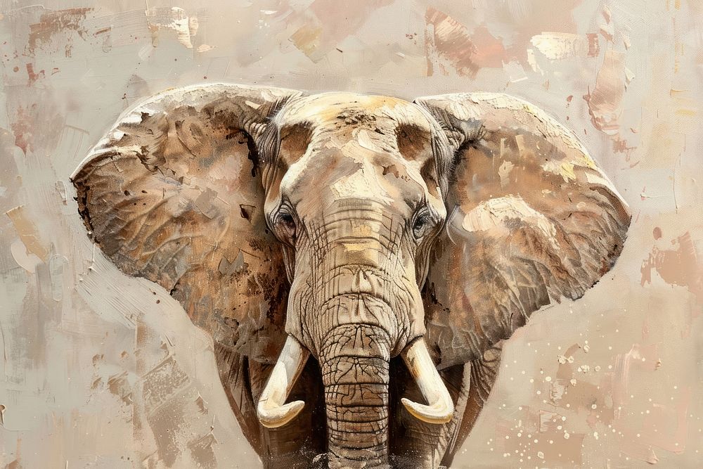 Oil painting close pale elephant | Premium Photo Illustration - rawpixel