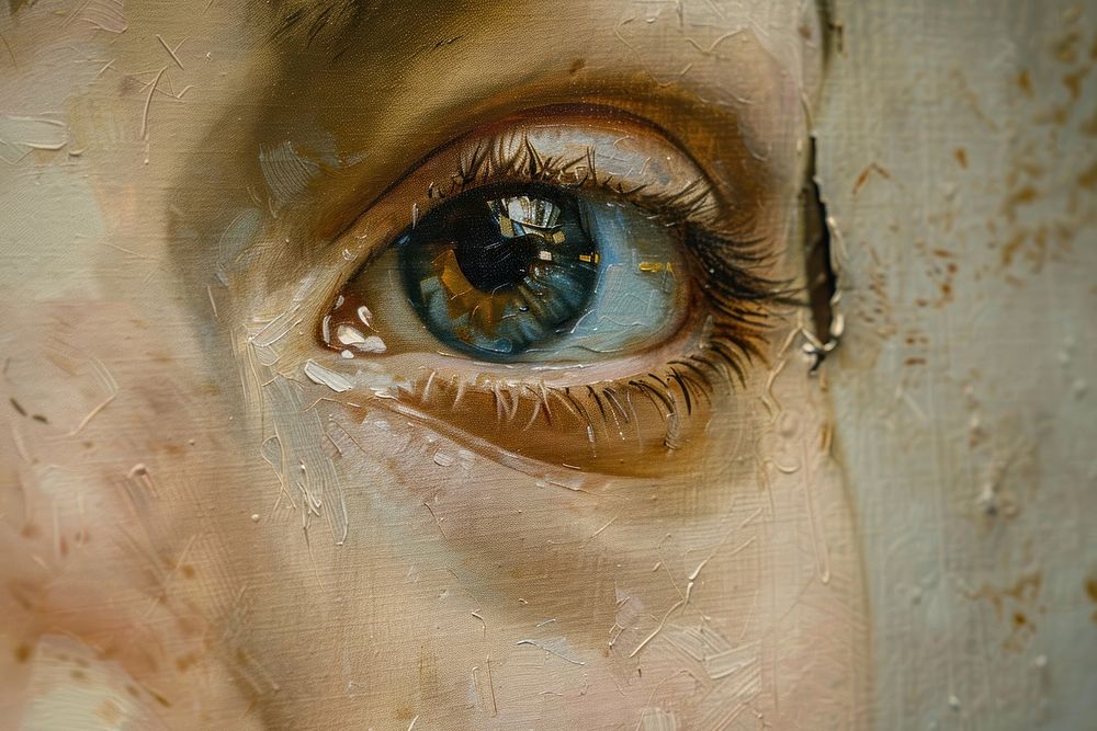 Oil painting close pale eye | Free Photo Illustration - rawpixel