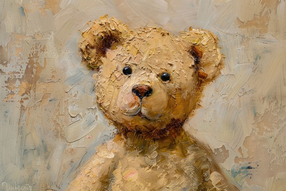 Oil painting close pale teddy | Free Photo Illustration - rawpixel