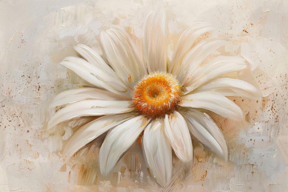 Oil painting close pale daisy | Free Photo Illustration - rawpixel
