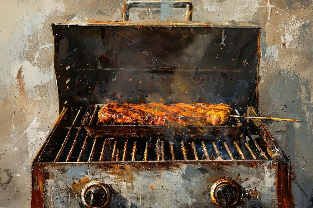 Oil painting close pale bbq | Premium Photo Illustration - rawpixel