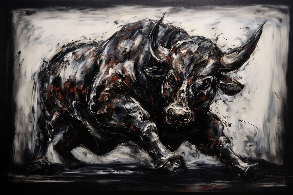 A bull painting art wildlife. | Free Photo Illustration - rawpixel