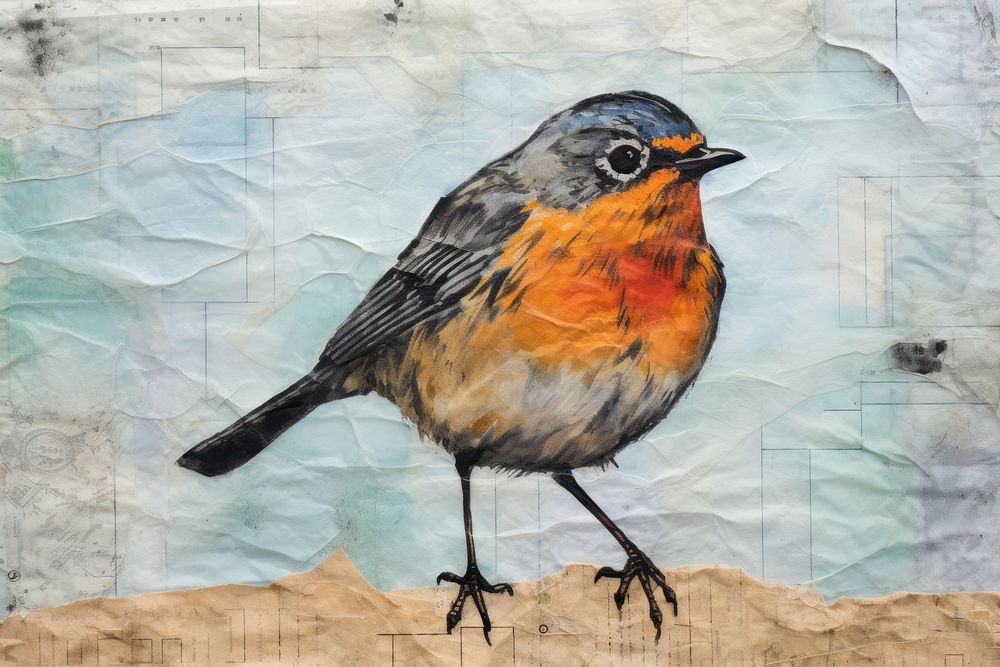 Happy robin art painting drawing. | Premium Photo Illustration - rawpixel